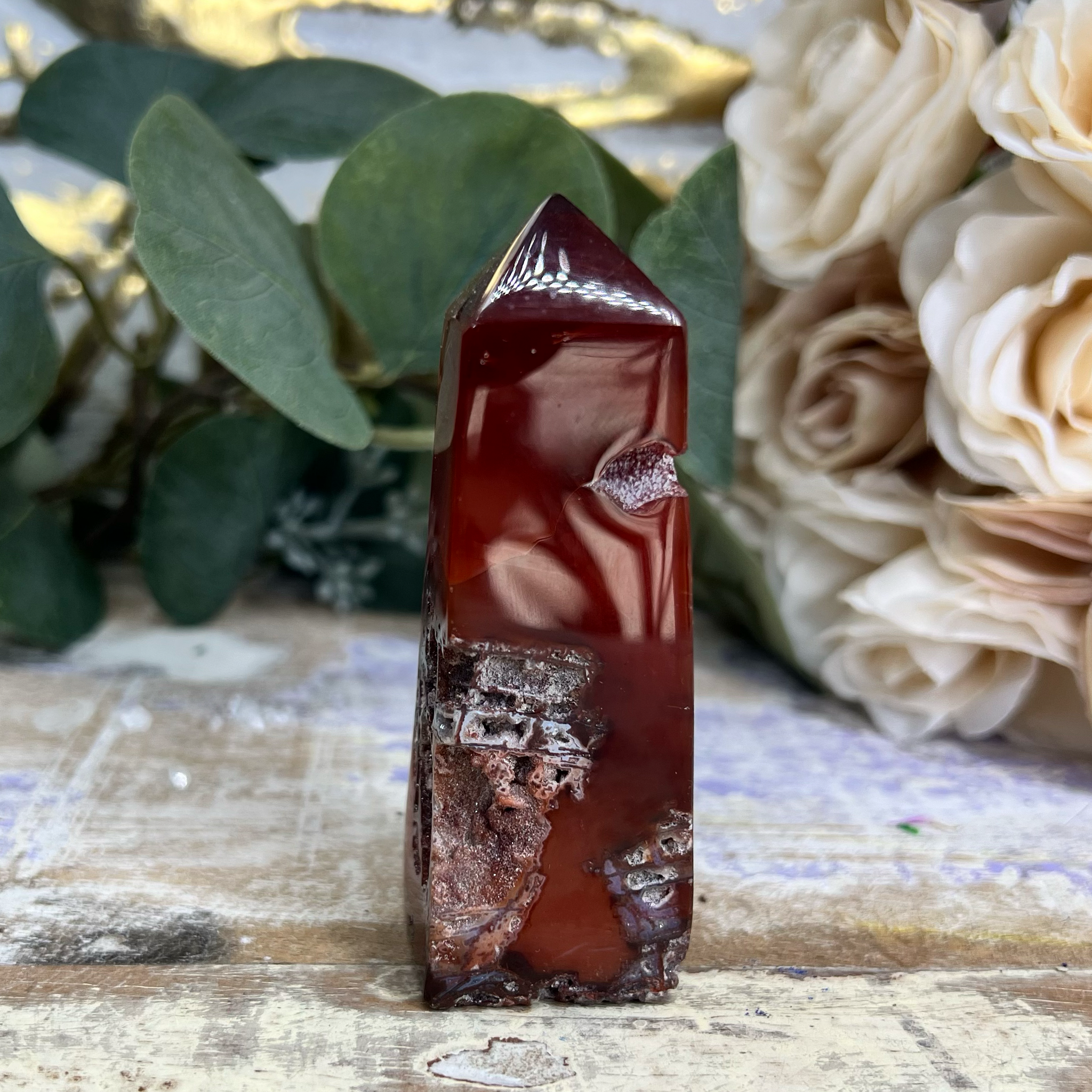 Carnelian Tower with Druzy – The Gaia Healing Stone